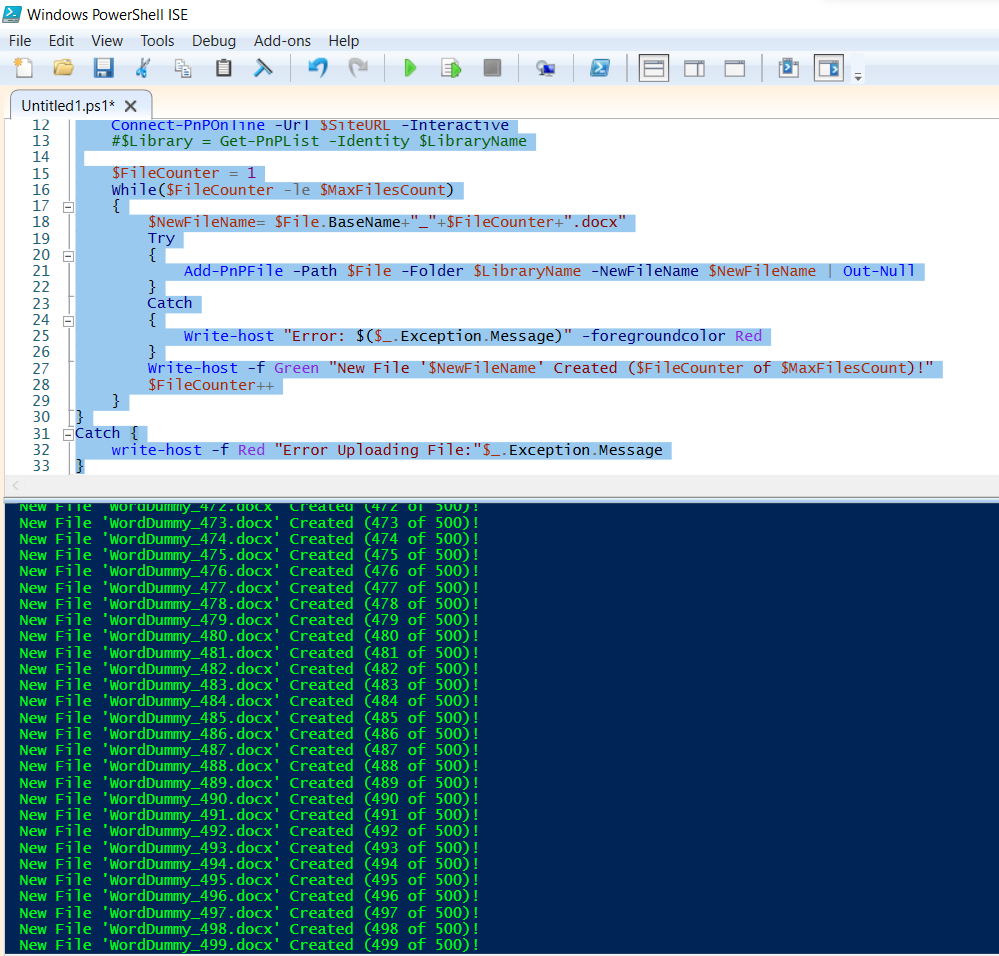 [SPO/PNP] Bulk create a certain number of DOCX files in a document ...